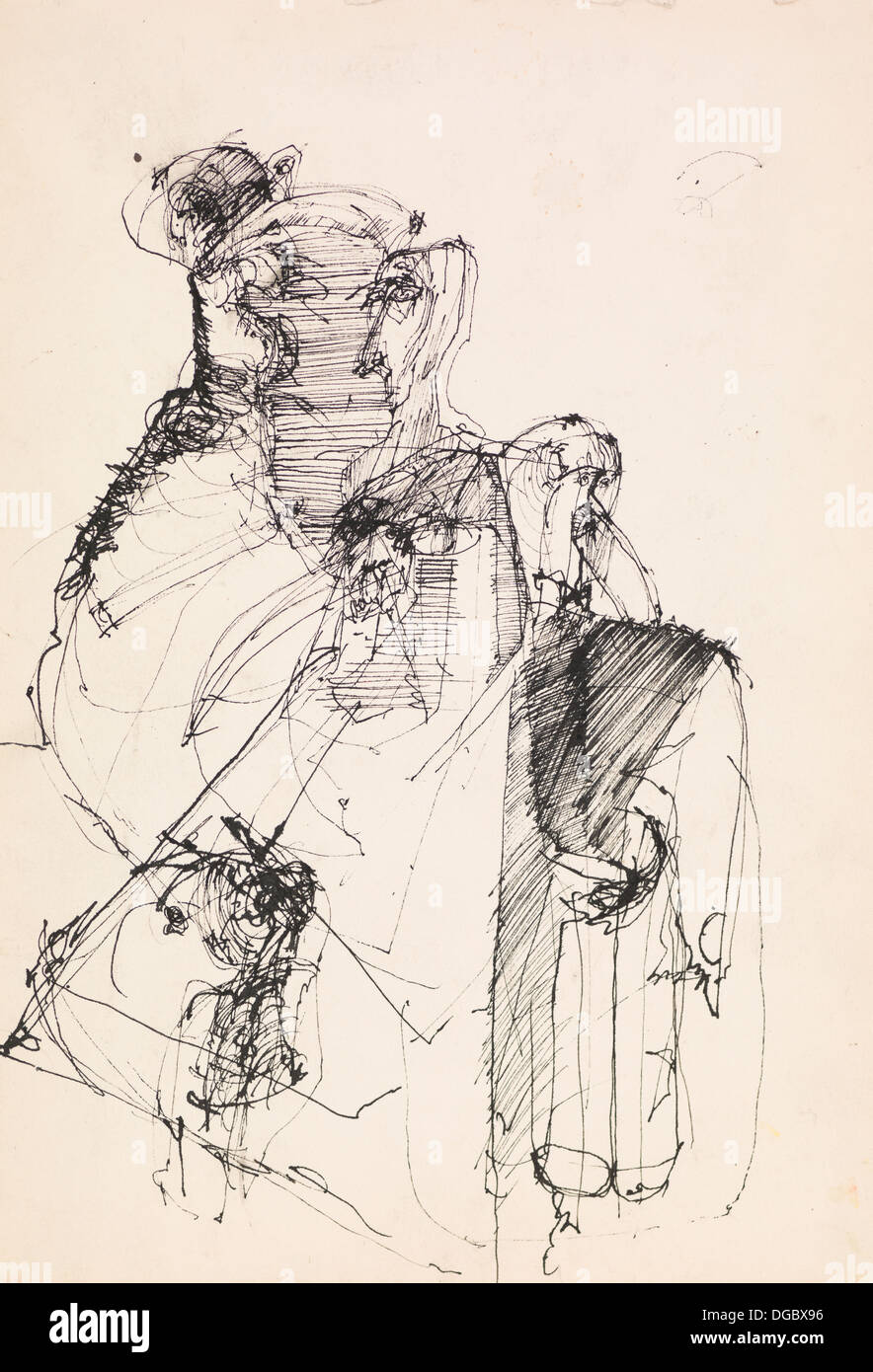 abstract ink drawing on old paper Stock Photo - Alamy