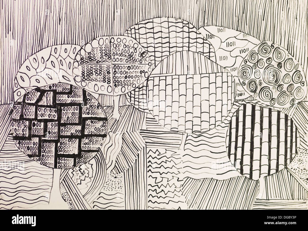 hand drawn psychedelic pen illustration Stock Photo - Alamy