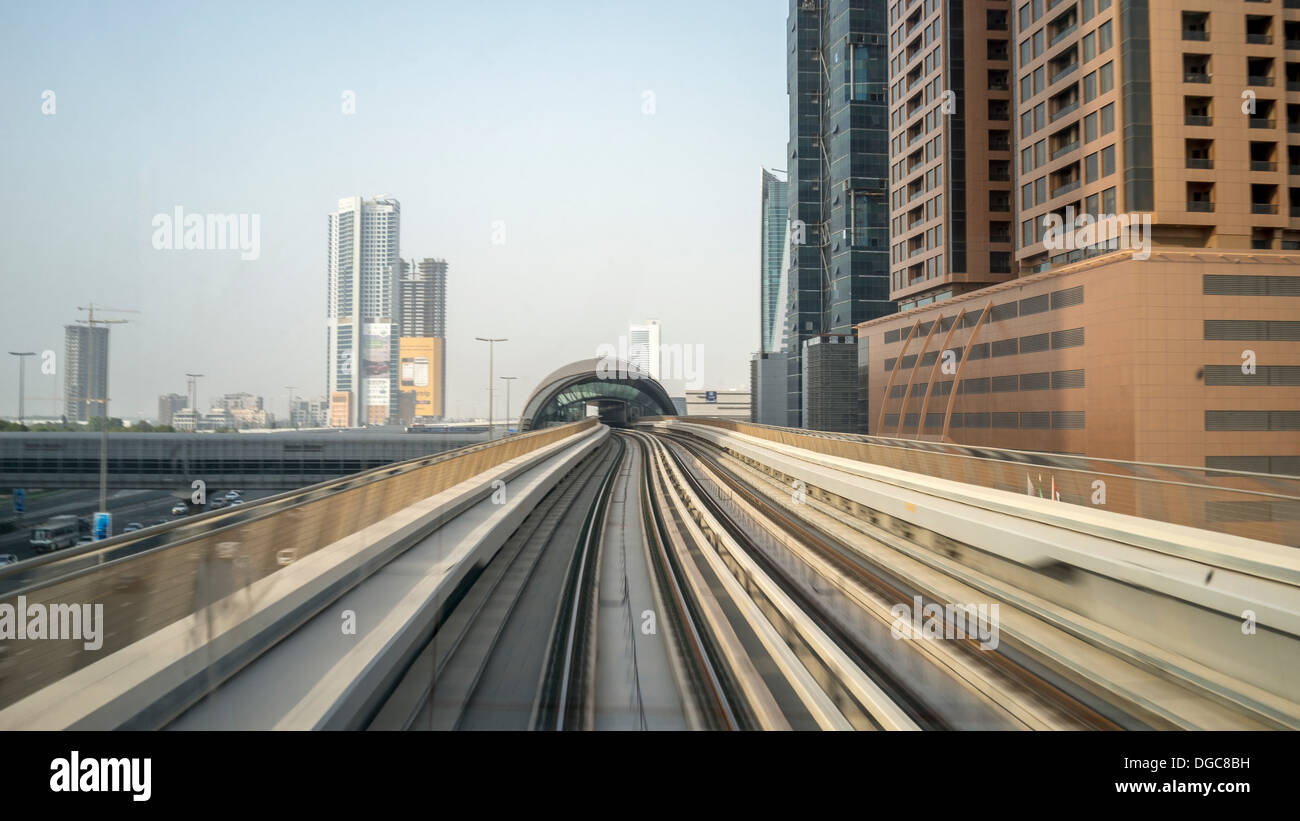 Metro track to downtown Dubai, United Arab Emirates Stock Photo - Alamy