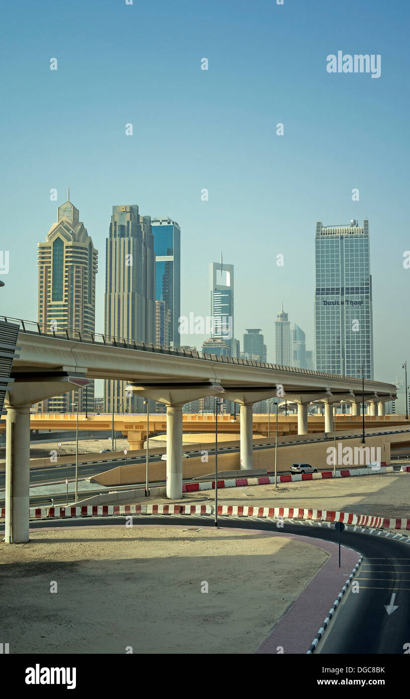 Elevated railway track to downtown Dubai, United Arab Emirates Stock ...