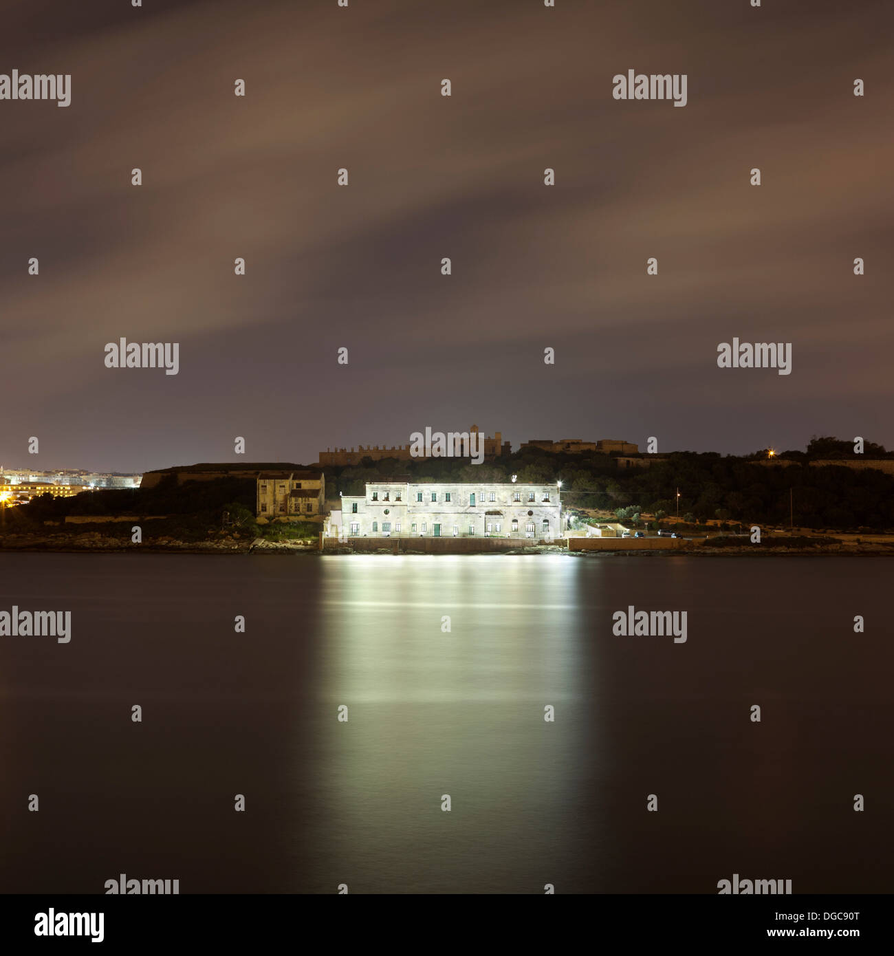Gzira illuminated at night, Malta Stock Photo - Alamy