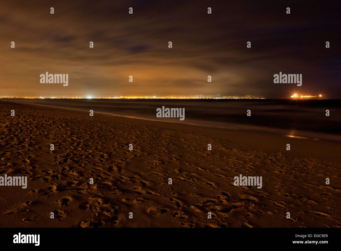 Sandy beach at night, Cape Town Stock Photo - Alamy