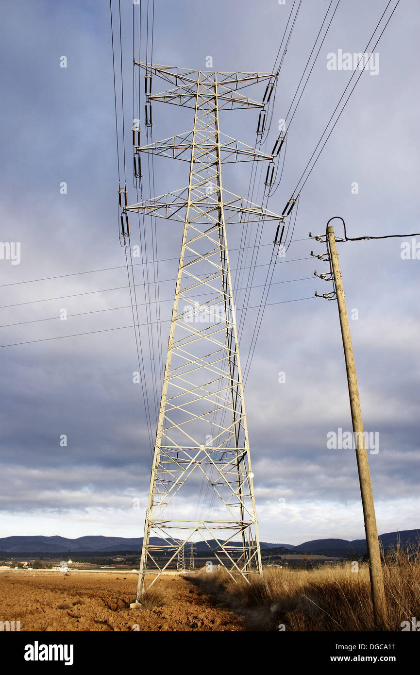 Pylon and electric pole Stock Photo - Alamy