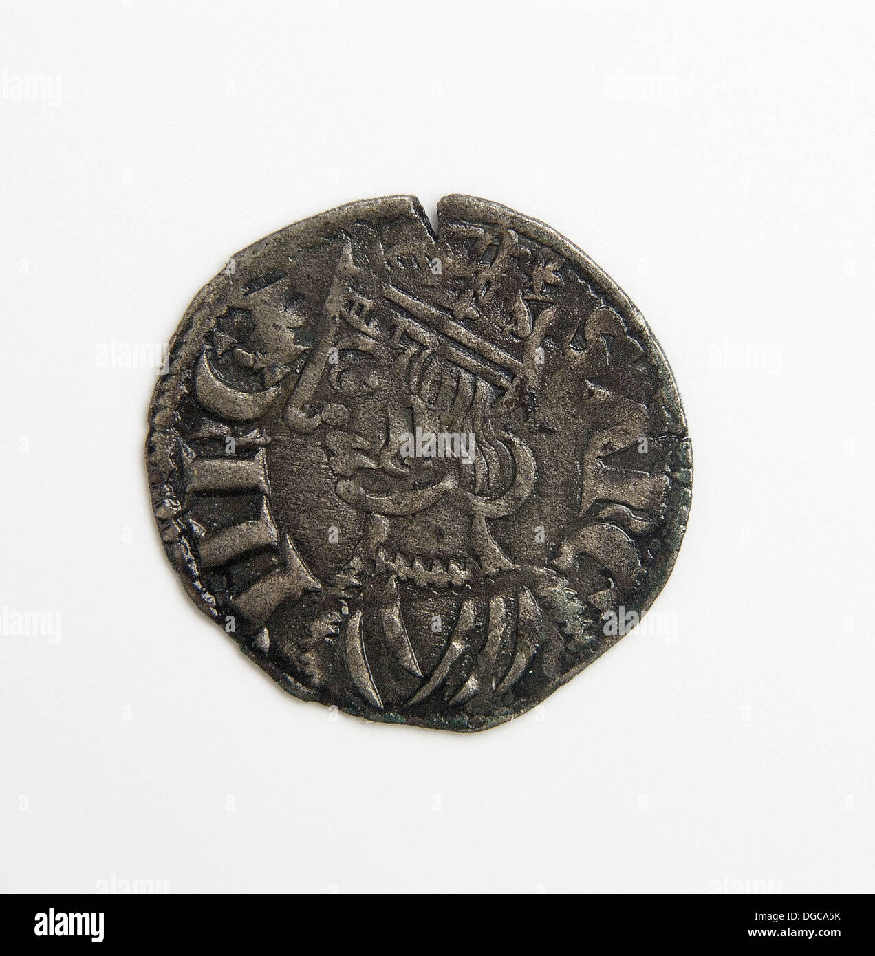 Coin with portrait of crowned Sancho IV the Brave, King of Castile and ...