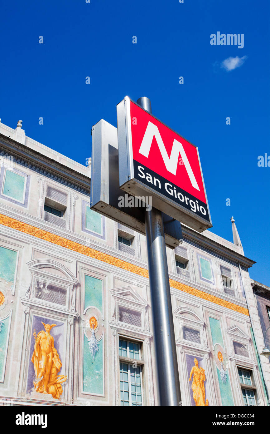 San Giorgio Metro Station Sign at Palazzo San Giorgio Genoa Liguria ...