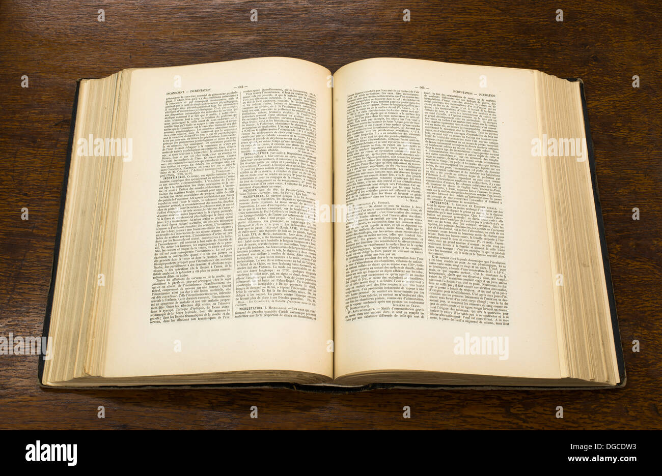 Open old big book. French encyclopedia Stock Photo - Alamy