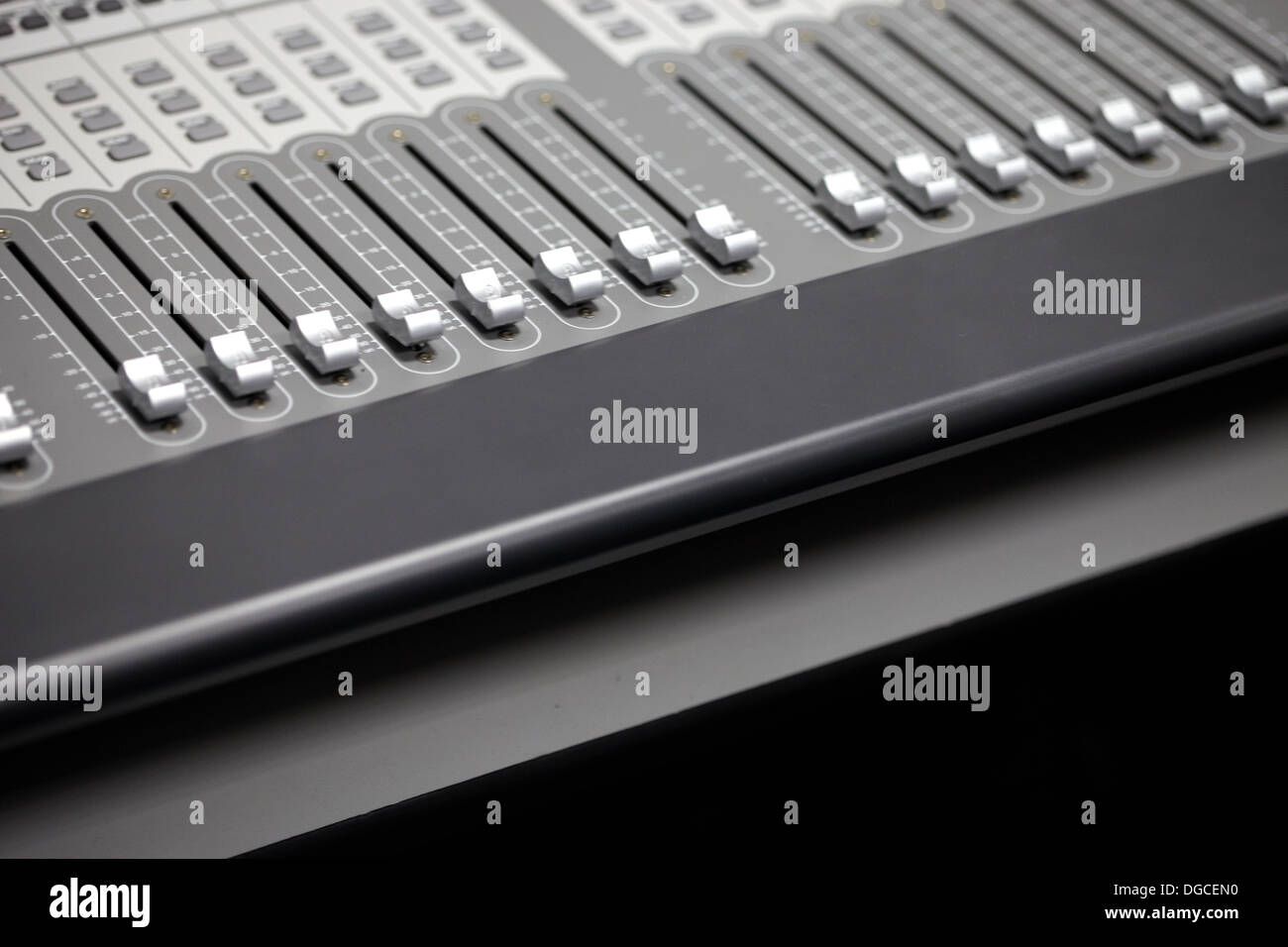 Close up detail of mixing desk Stock Photo - Alamy