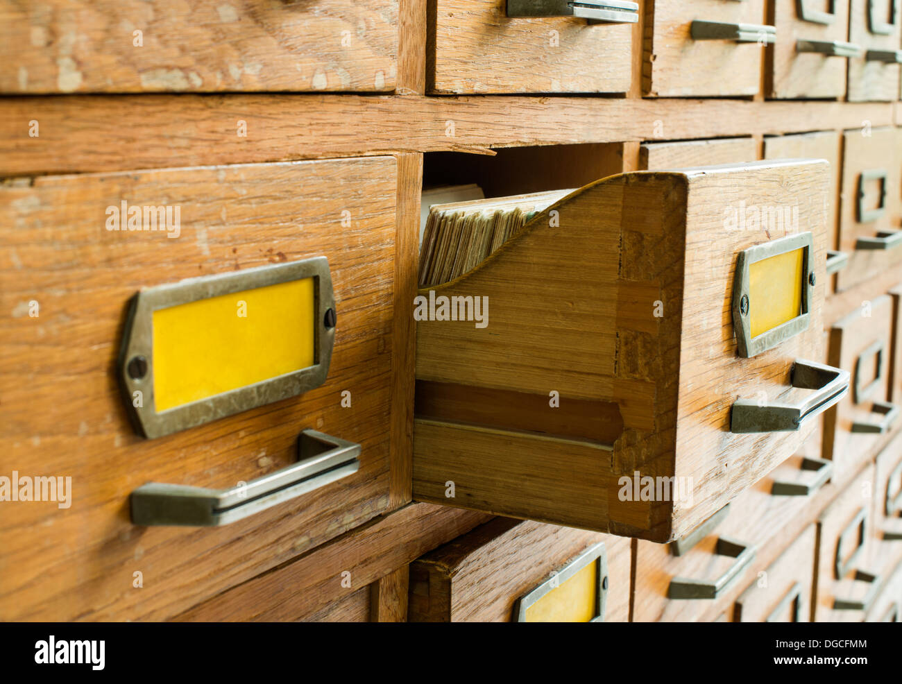Old archive with wooden drawers Stock Photo - Alamy