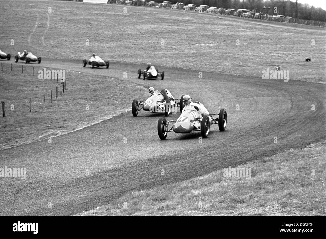 A 500cc Formula 3 race with a Cooper leading at South Bank, Brands ...