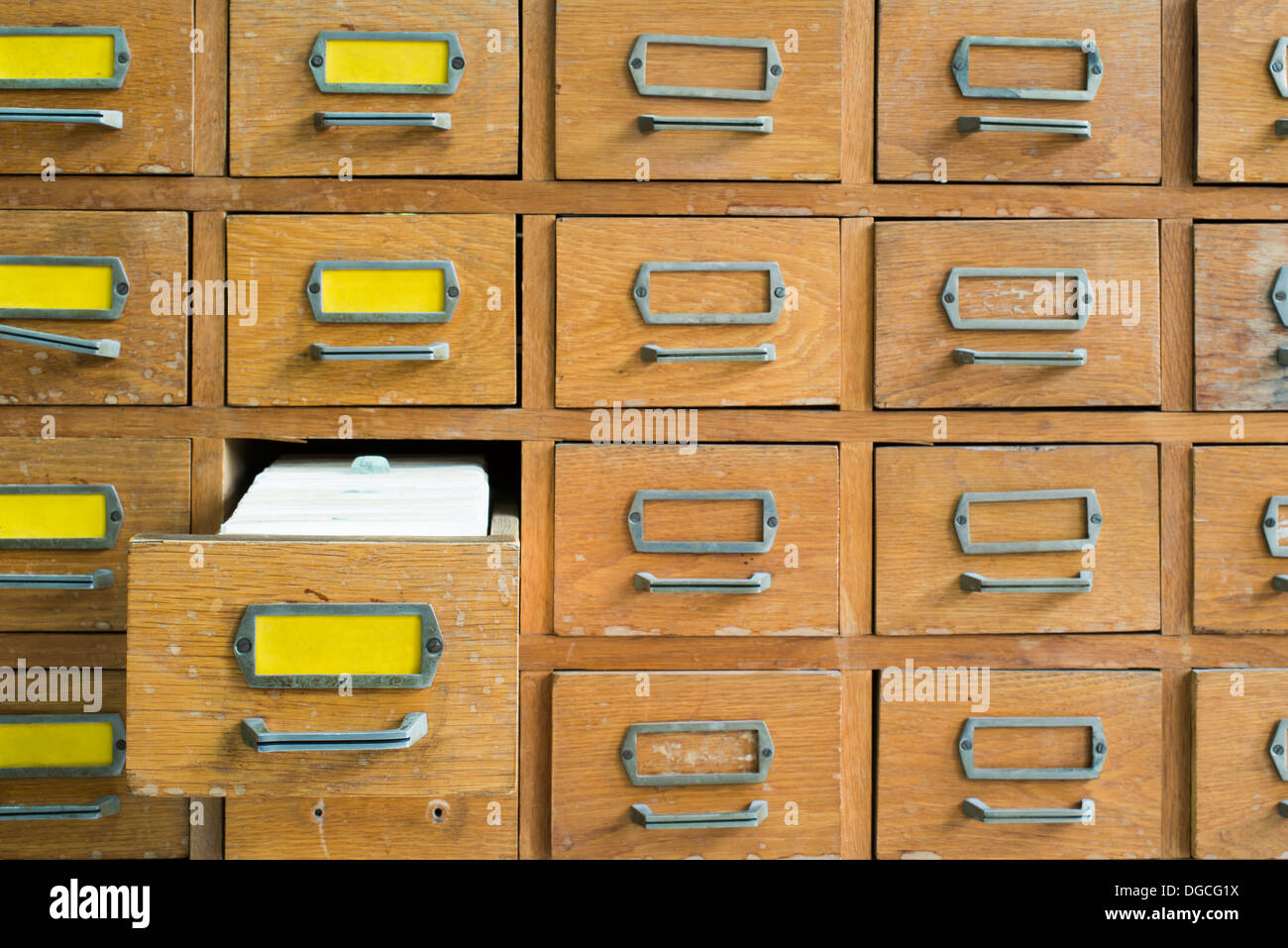 Old archive with wooden drawers Stock Photo - Alamy