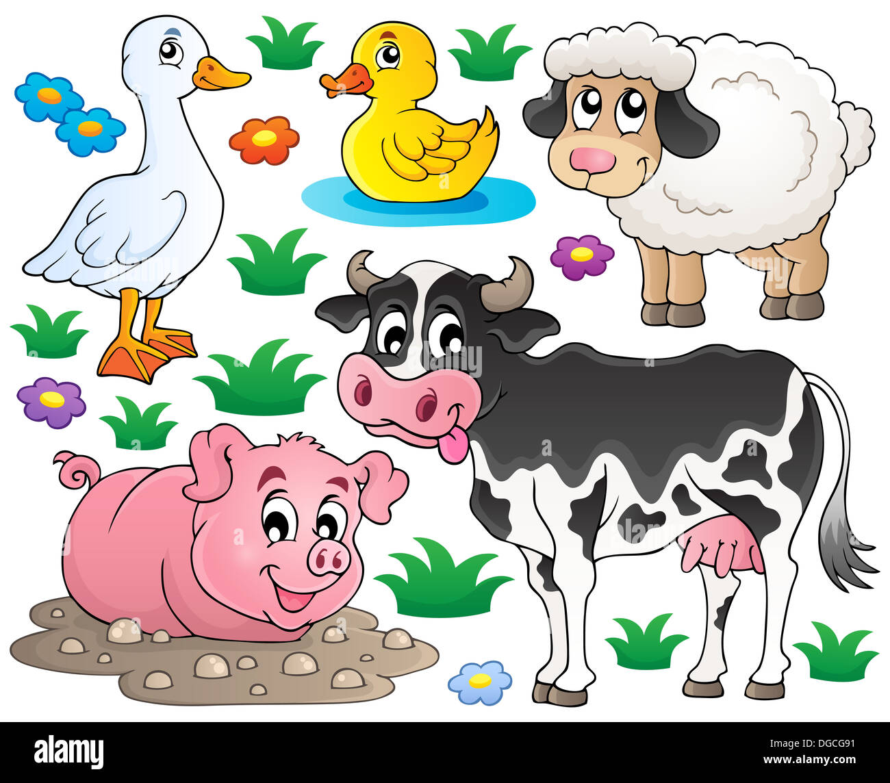 Farm animals set 1 - picture illustration Stock Photo - Alamy