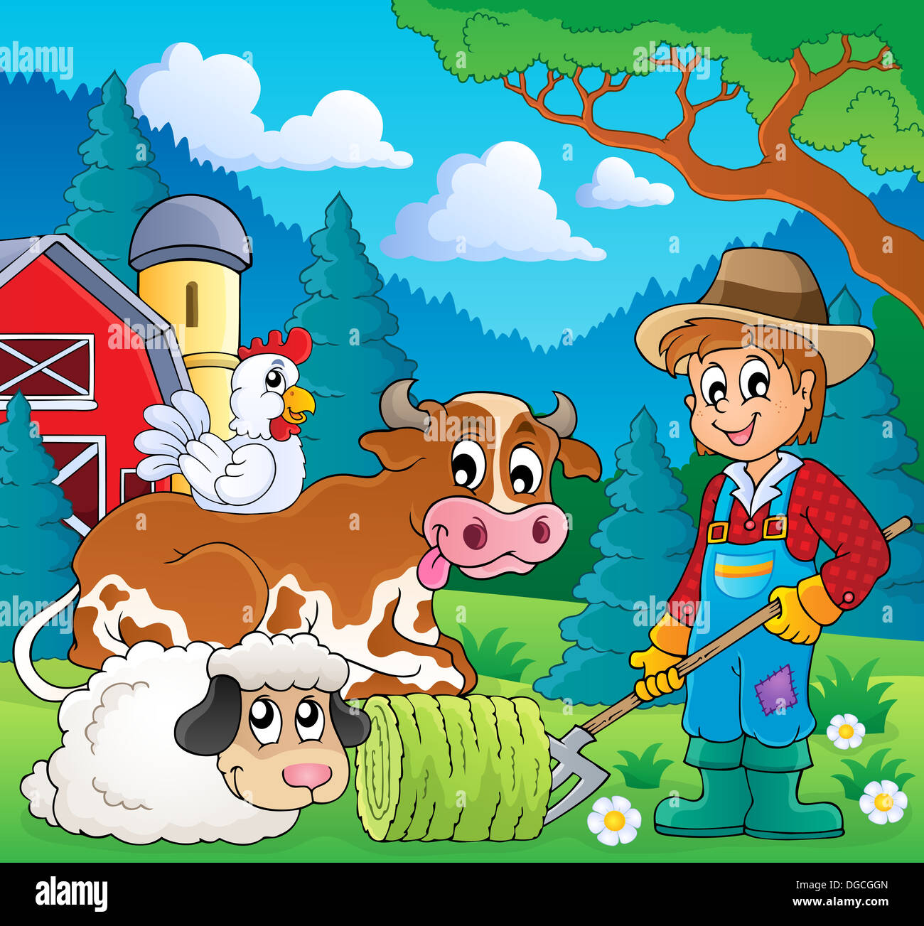 Farm animals theme image 9 - picture illustration Stock Photo - Alamy