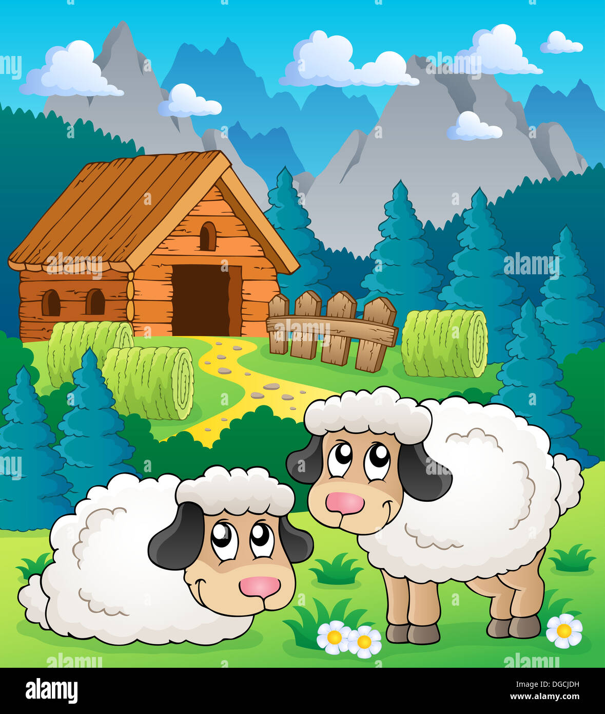 Sheep theme image 2 - picture illustration Stock Photo - Alamy