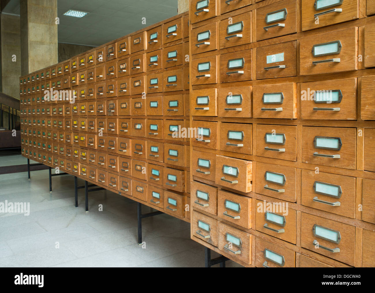 Old archive with wooden drawers Stock Photo - Alamy