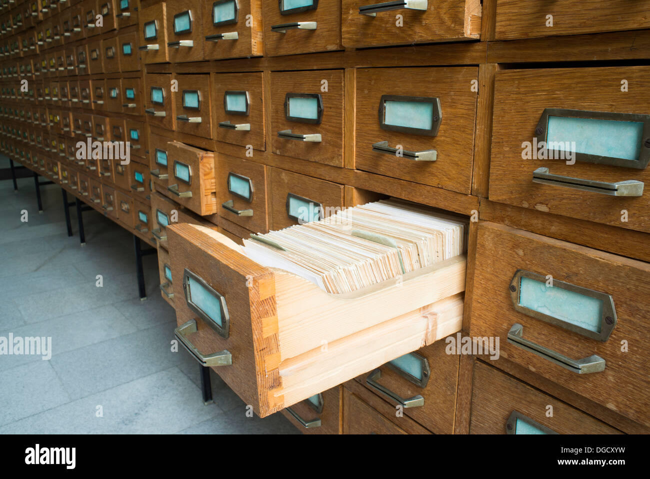 Old archive with wooden drawers Stock Photo - Alamy
