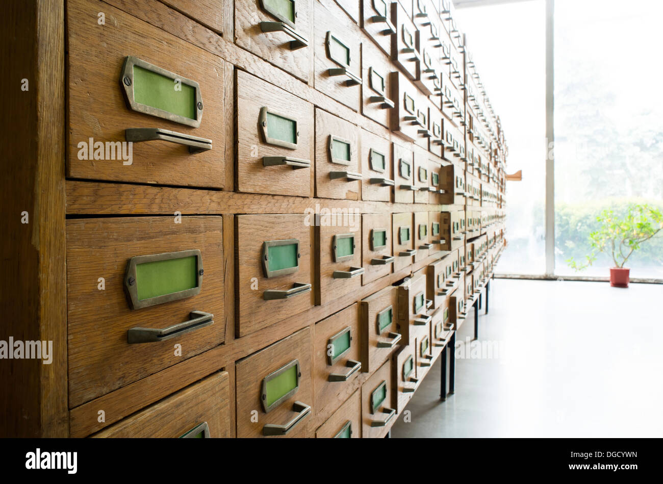 Old archive with wooden drawers Stock Photo - Alamy