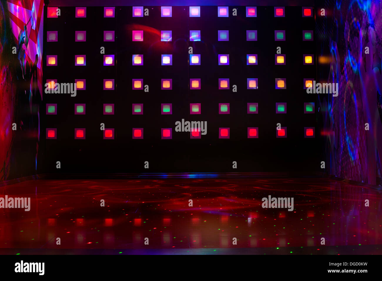 Disco with colorful lights. Dancing Stock Photo - Alamy