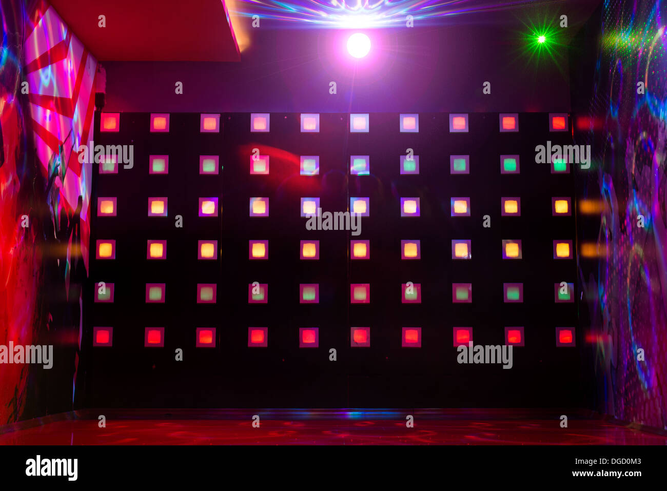 Disco with colorful lights. Dancing Stock Photo - Alamy