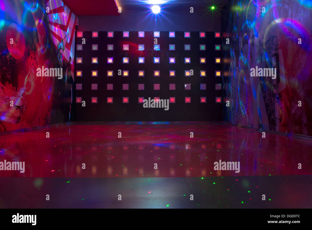 Disco with colorful lights. Dancing Stock Photo - Alamy