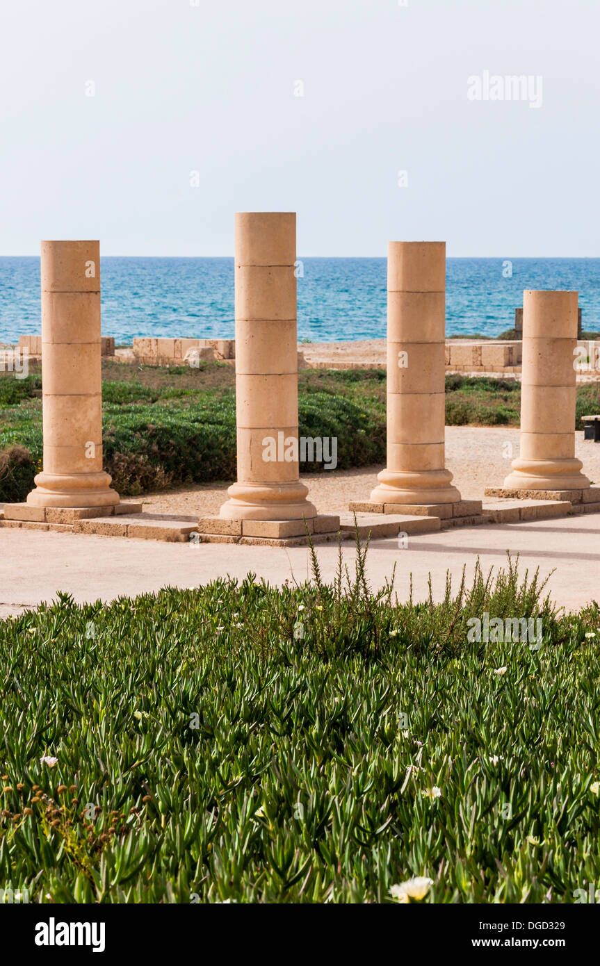 Roman columns in Caesarea Stock Photo - Alamy