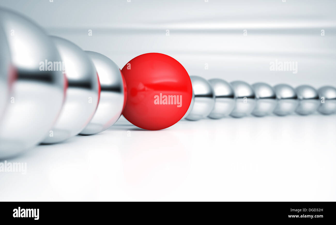 red ball and and chrome sphere background Stock Photo - Alamy
