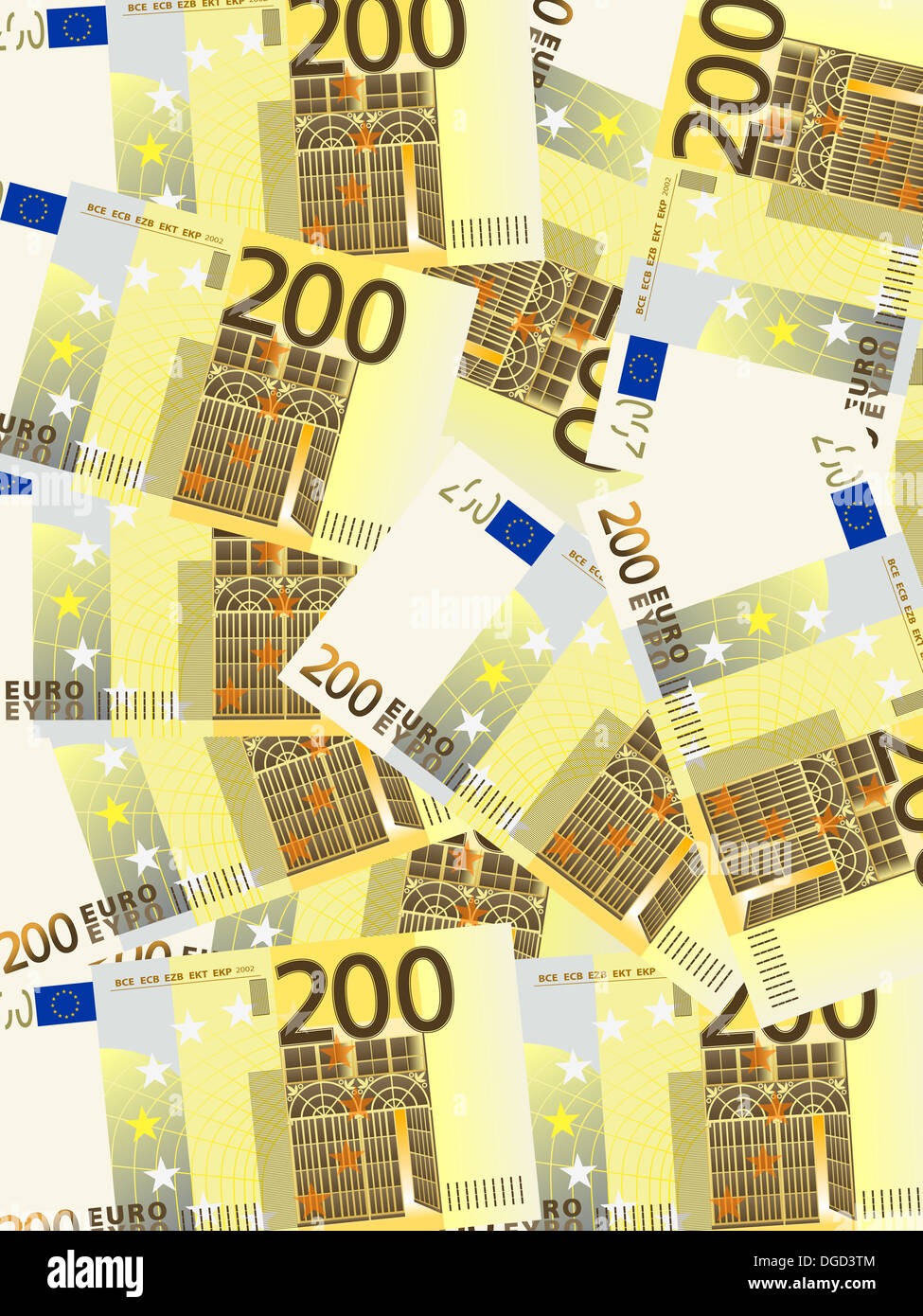 Background from a two hundred euro banknotes. Vector illustration Stock ...