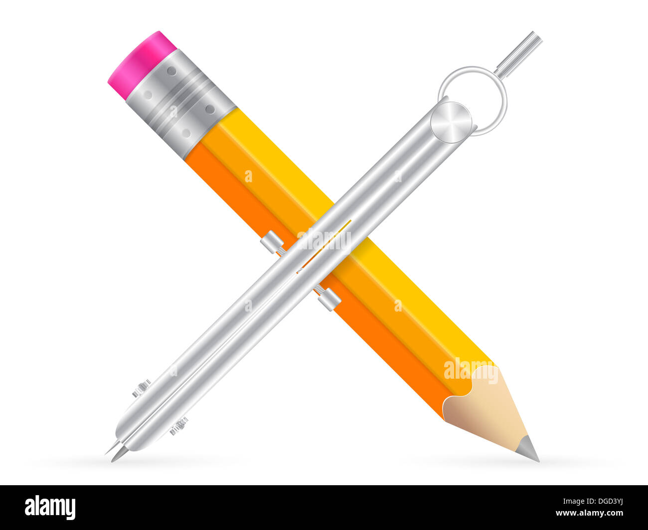 Pencil and drawing compass icon on a white background Stock Photo - Alamy