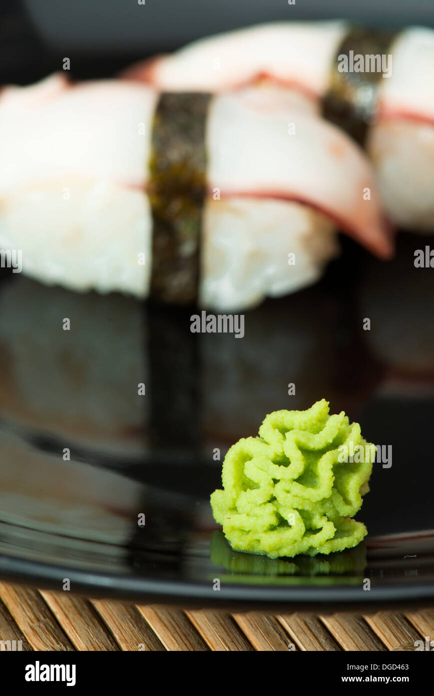 Sushi in sushi bar. Table and ration sushi Stock Photo - Alamy