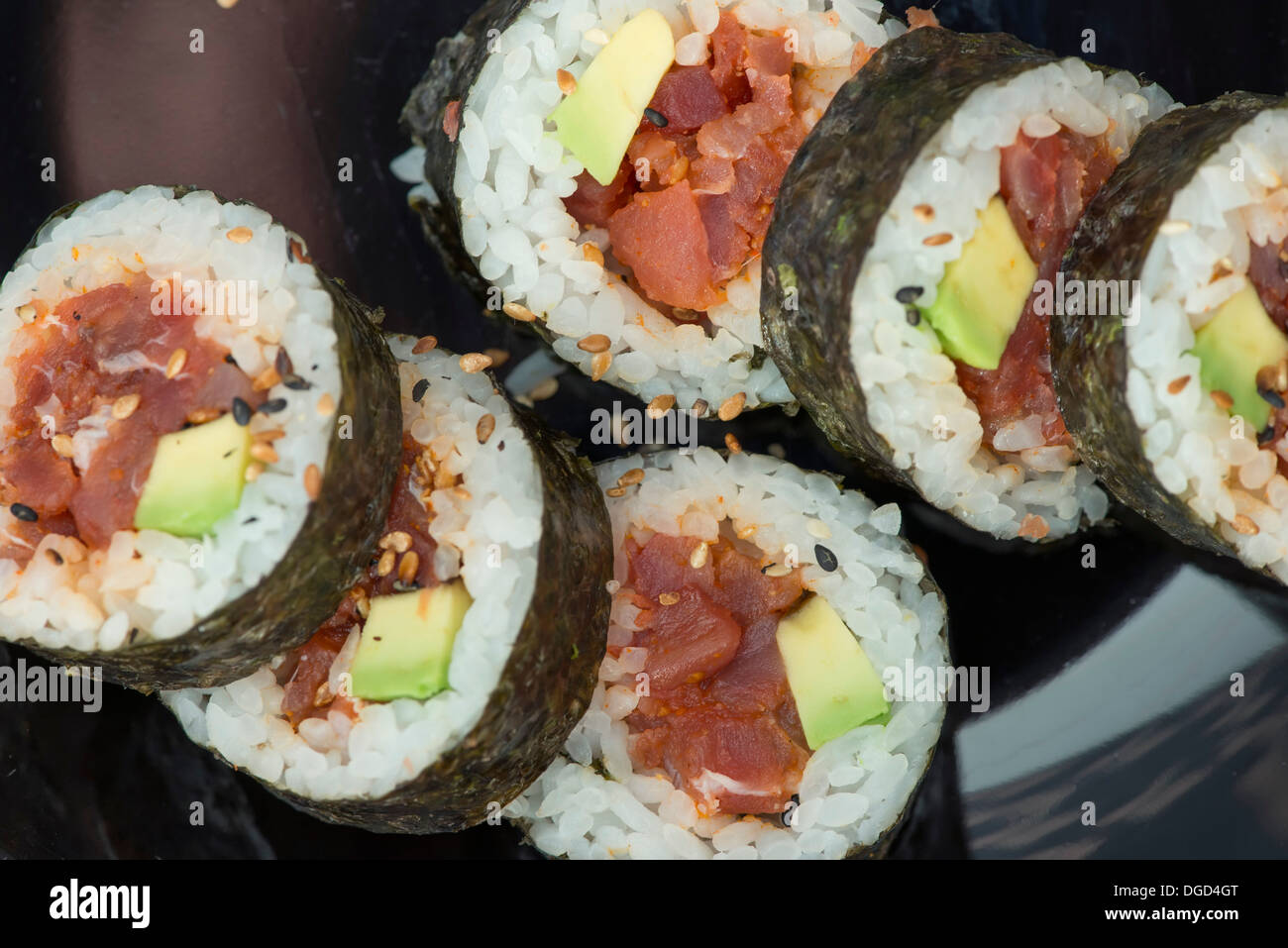 Sushi in sushi bar. Table and ration sushi Stock Photo - Alamy
