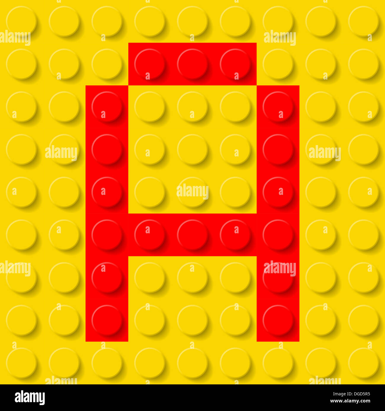 Red letter A in yellow plastic construction kit. Typeface sample Stock ...