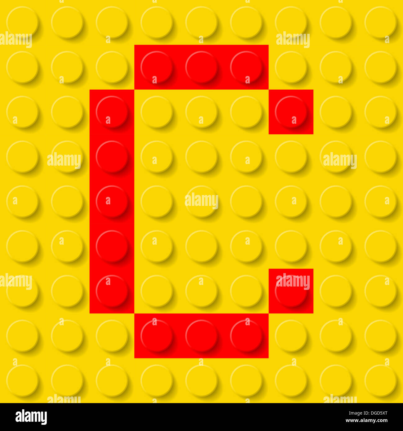 Red letter C in yellow plastic construction kit. Typeface sample Stock ...