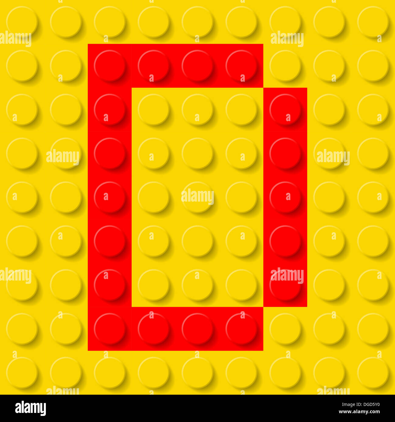 Red letter D in yellow plastic construction kit. Typeface sample Stock ...