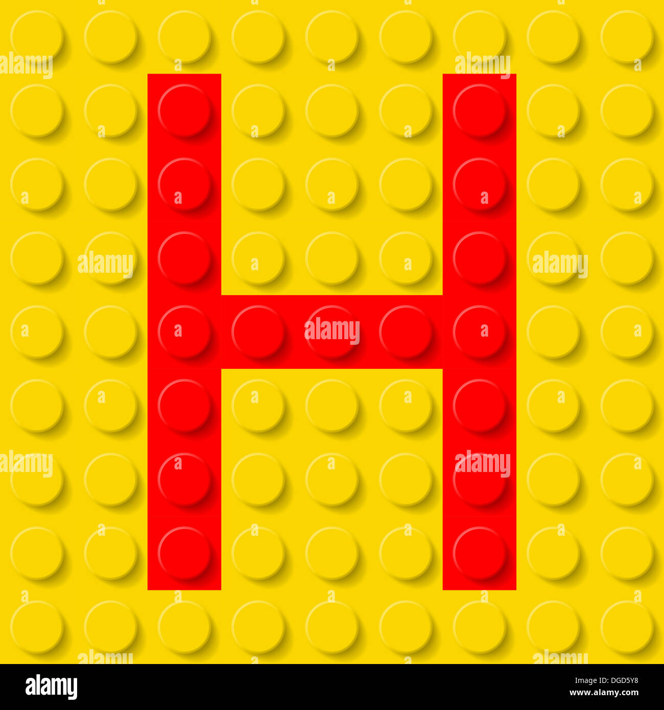 Red letter H in yellow plastic construction kit. Typeface sample Stock ...