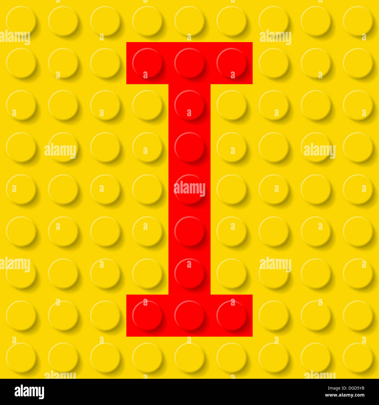 Red letter I in yellow plastic construction kit. Typeface sample Stock ...