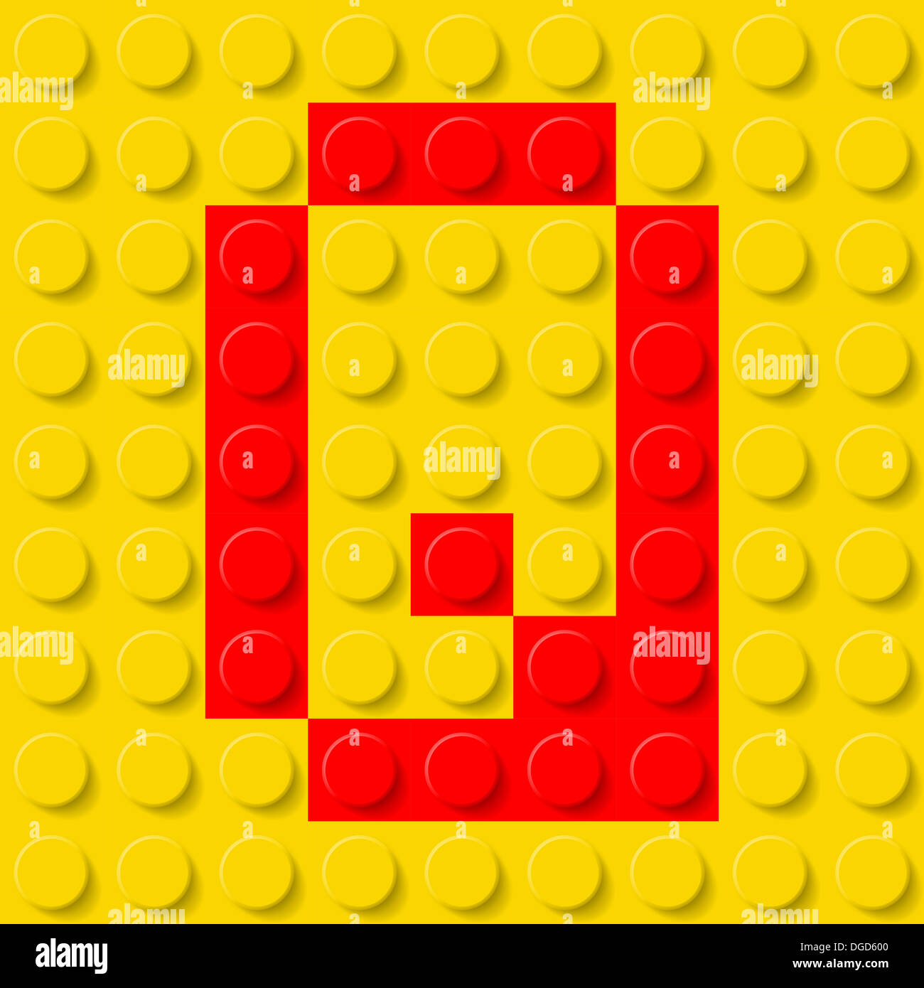 Red letter Q in yellow plastic construction kit. Typeface sample Stock ...