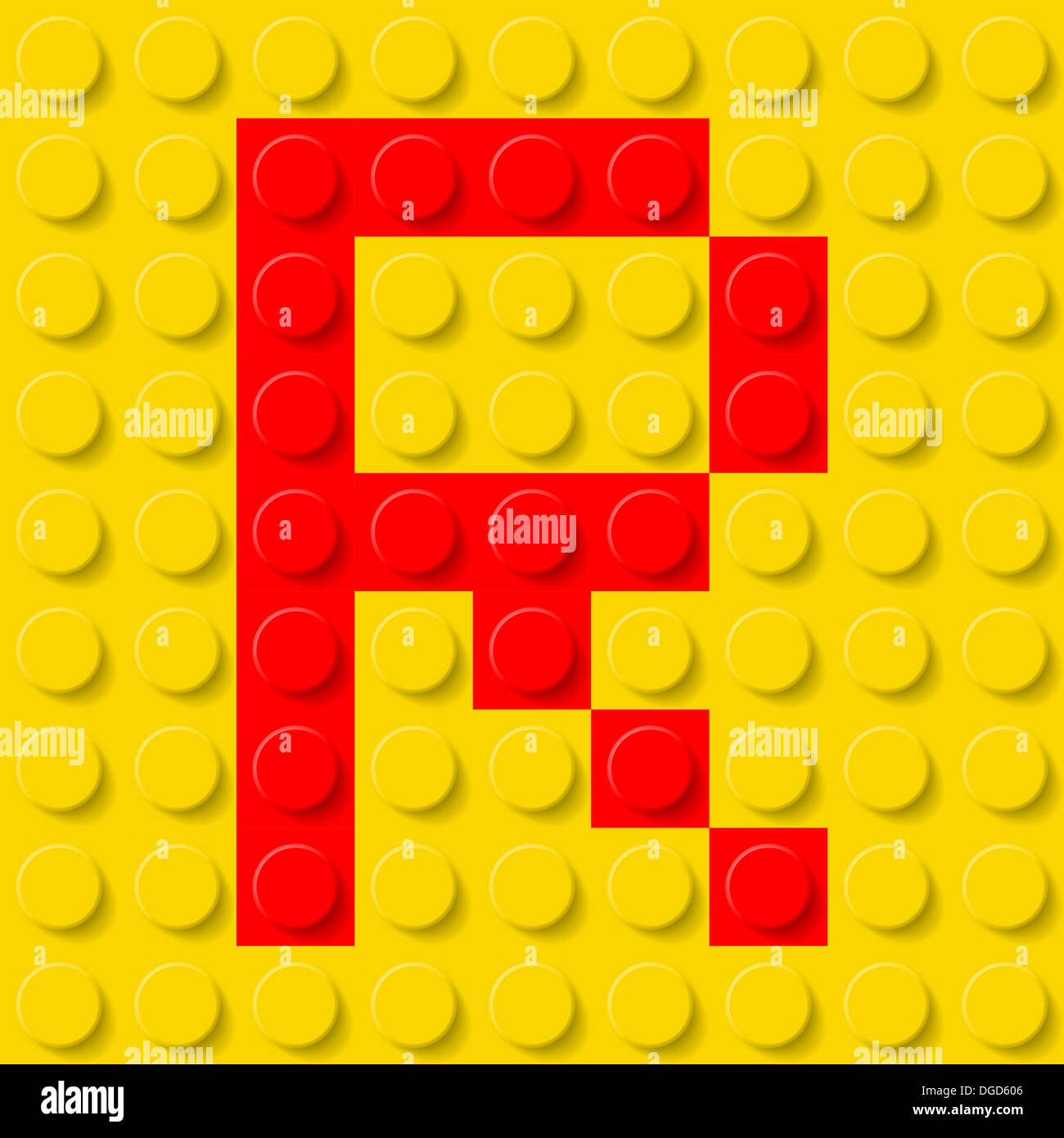 Red letter R in yellow plastic construction kit. Typeface sample Stock ...