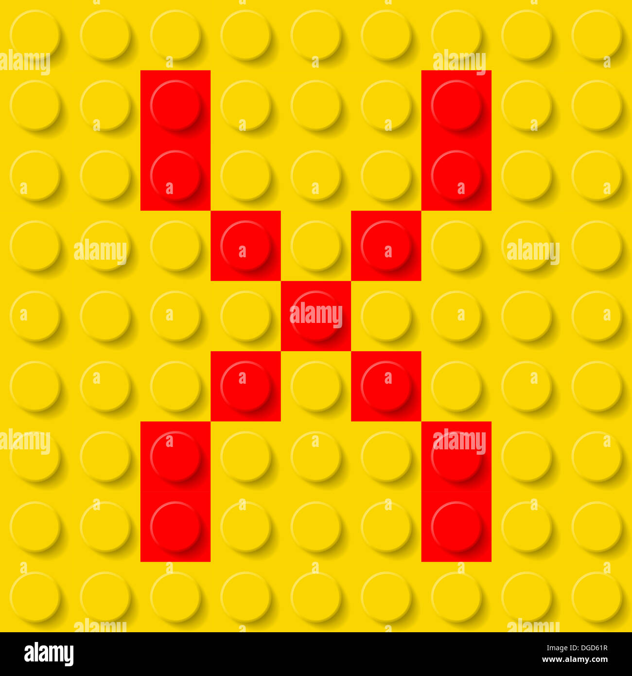 Red letter X in yellow plastic construction kit. Typeface sample Stock ...