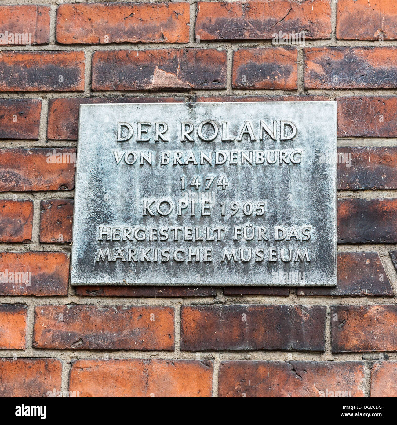 Information plaque about 'Der Roland von Brandenburg' statue on the ...
