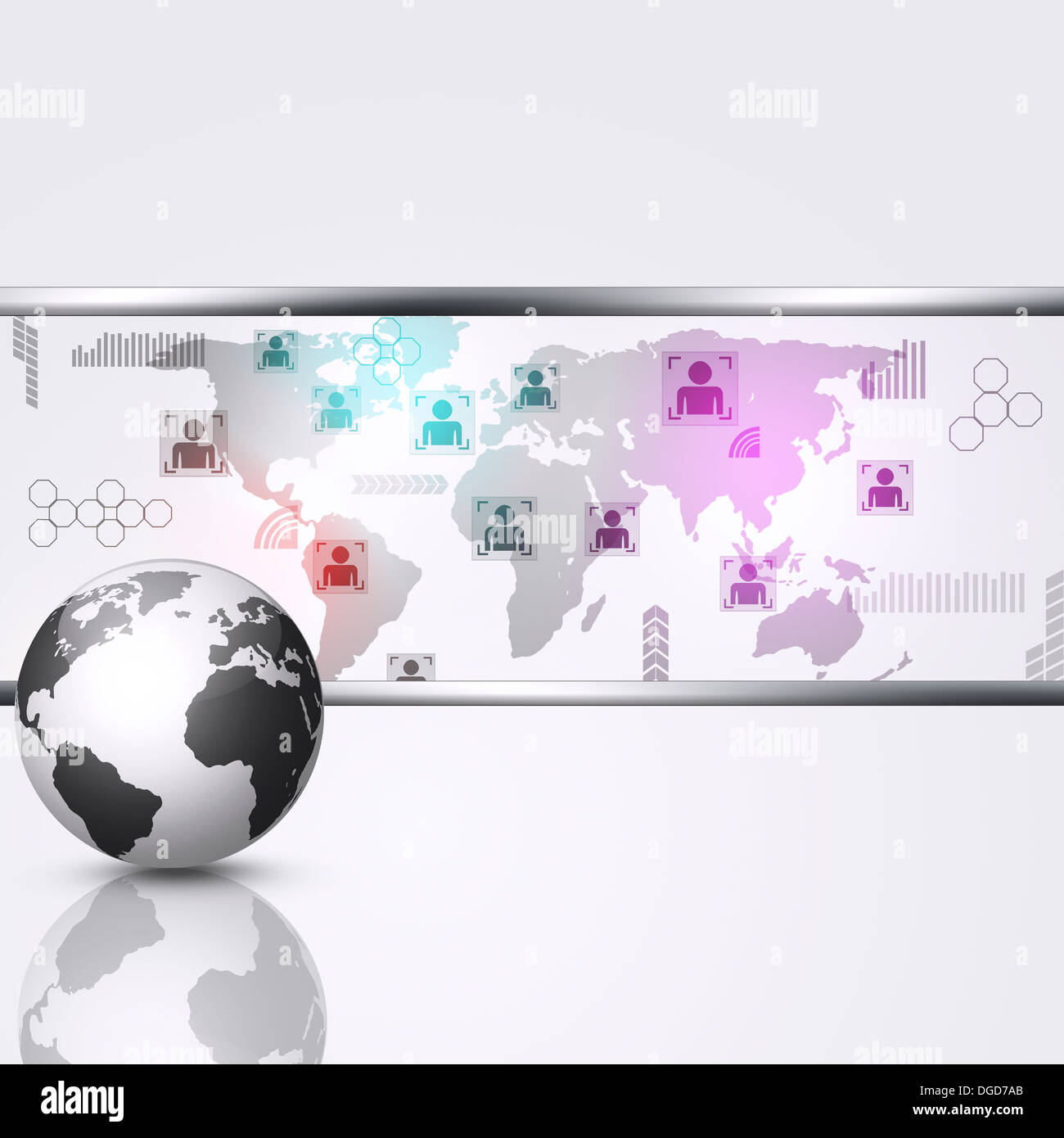 abstract network digital connections concept black and white background ...