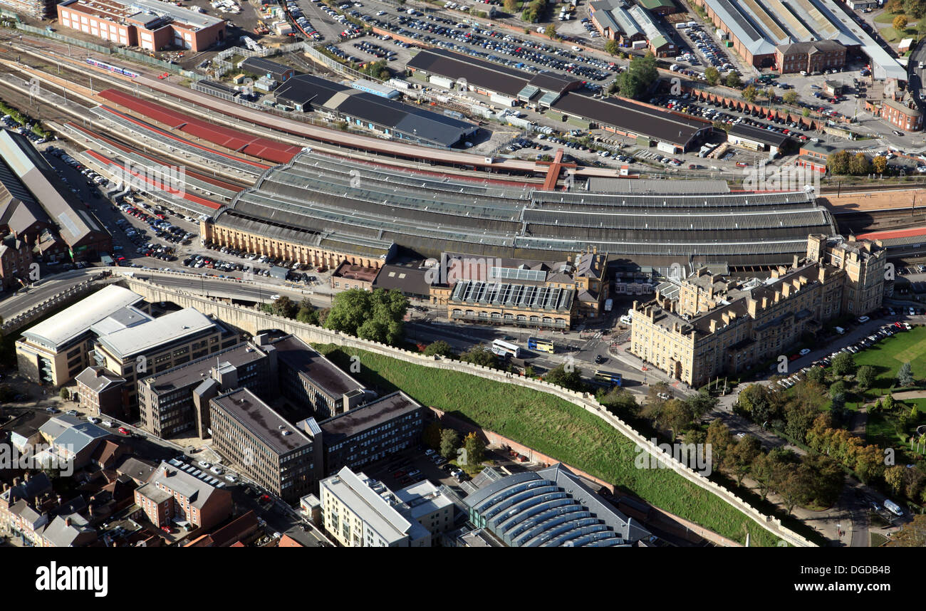 aerial view of York Railway Station in York, North Yorkshire Stock ...