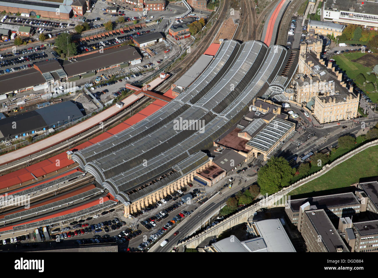 aerial view of York Railway Station in York, North Yorkshire Stock ...