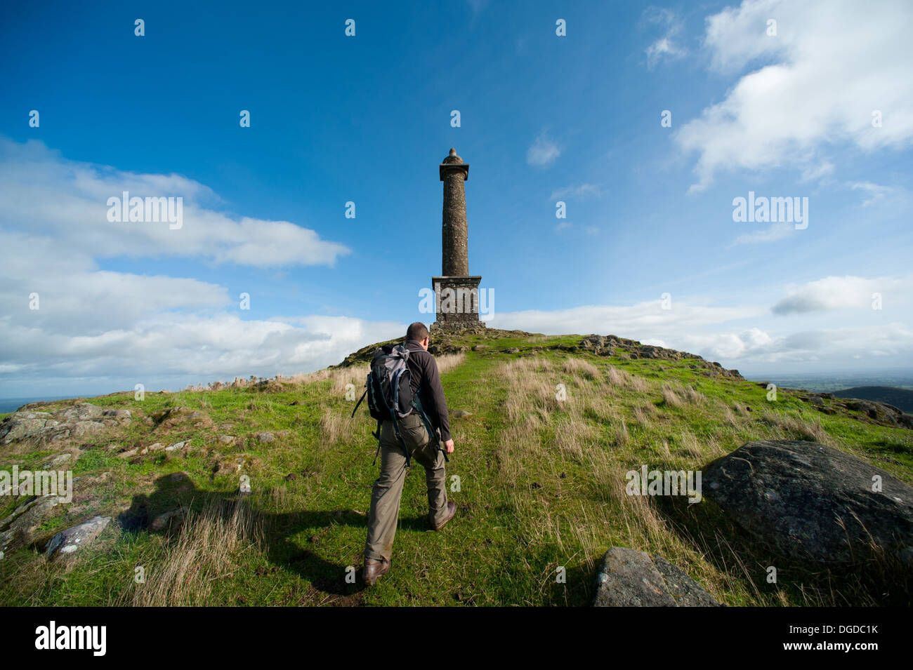 A walker heading to Rodney's Pillar, Breidden Hills, on the Shropshire ...