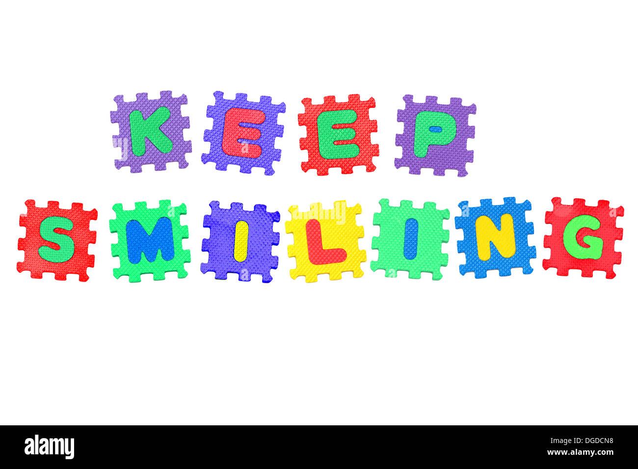 Message, Keep Smiling, from letters puzzle, isolated on white ...