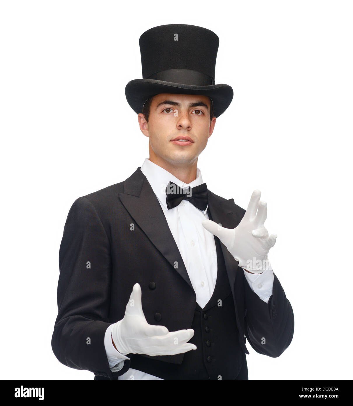 magician in top hat showing trick Stock Photo - Alamy