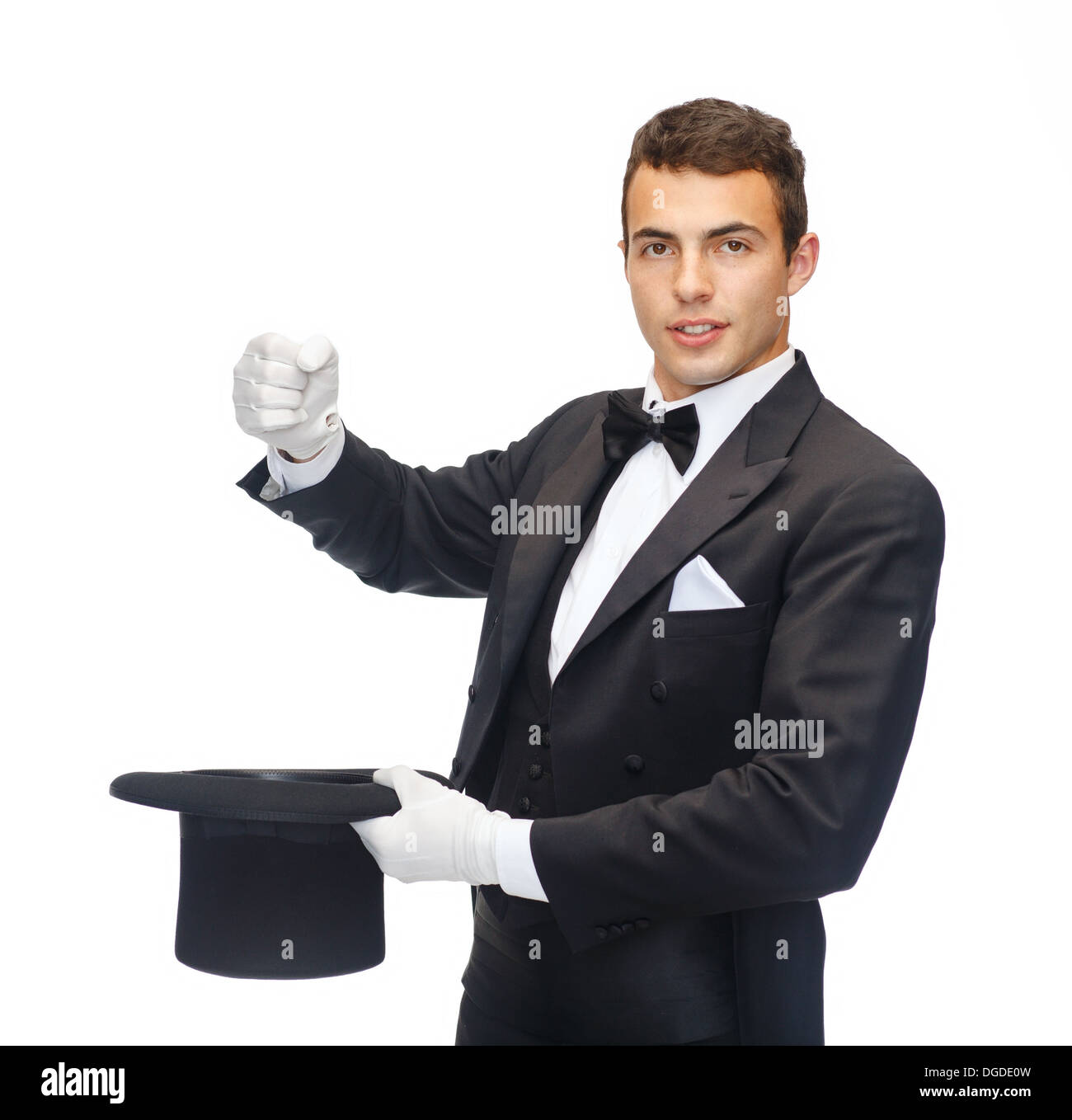 magician in top hat showing trick Stock Photo - Alamy