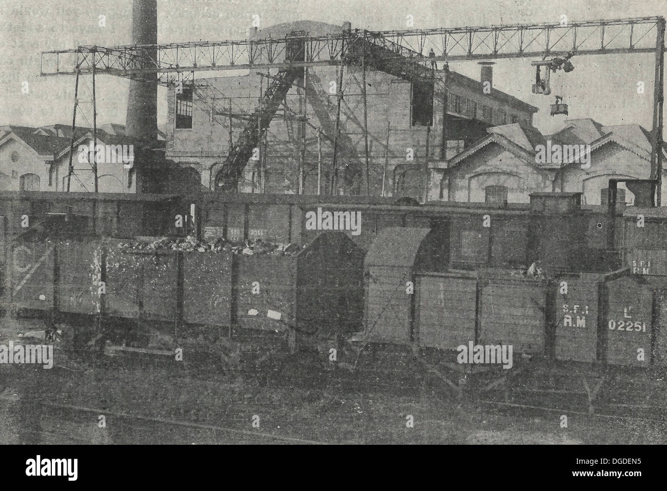 Coal Carrying plant for loading railroad car, circa 1907 Stock Photo ...