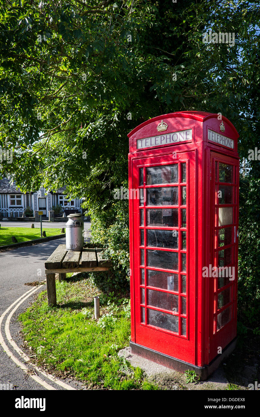 A traditional red telephone box in Crantock village square Stock Photo ...