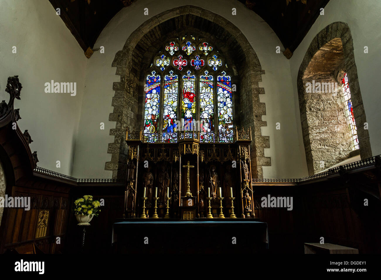 The interior of St Carantoc's Church in Crantock Village Stock Photo ...