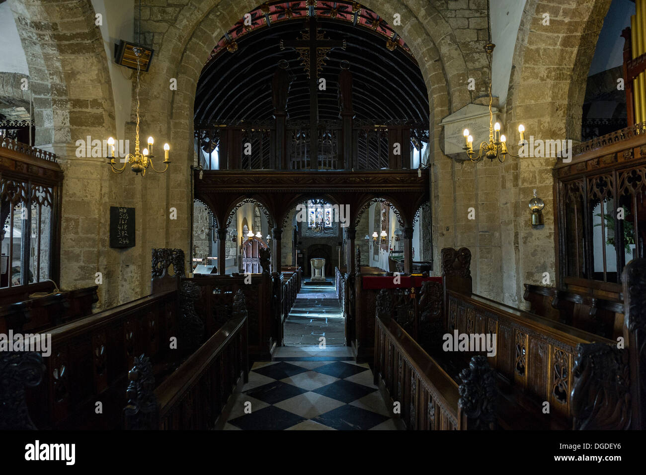 The interior of St Carantoc's Church in Crantock Village Stock Photo ...