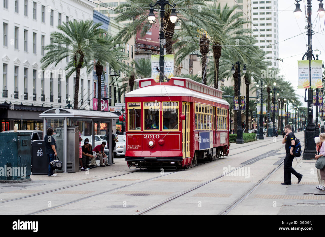 New Orleans red Streetcar Stock Photo - Alamy